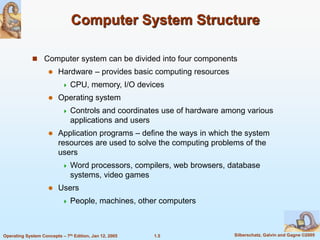 Operating systems galvin-ch1 | PPT | Operating Systems | Computer ...
