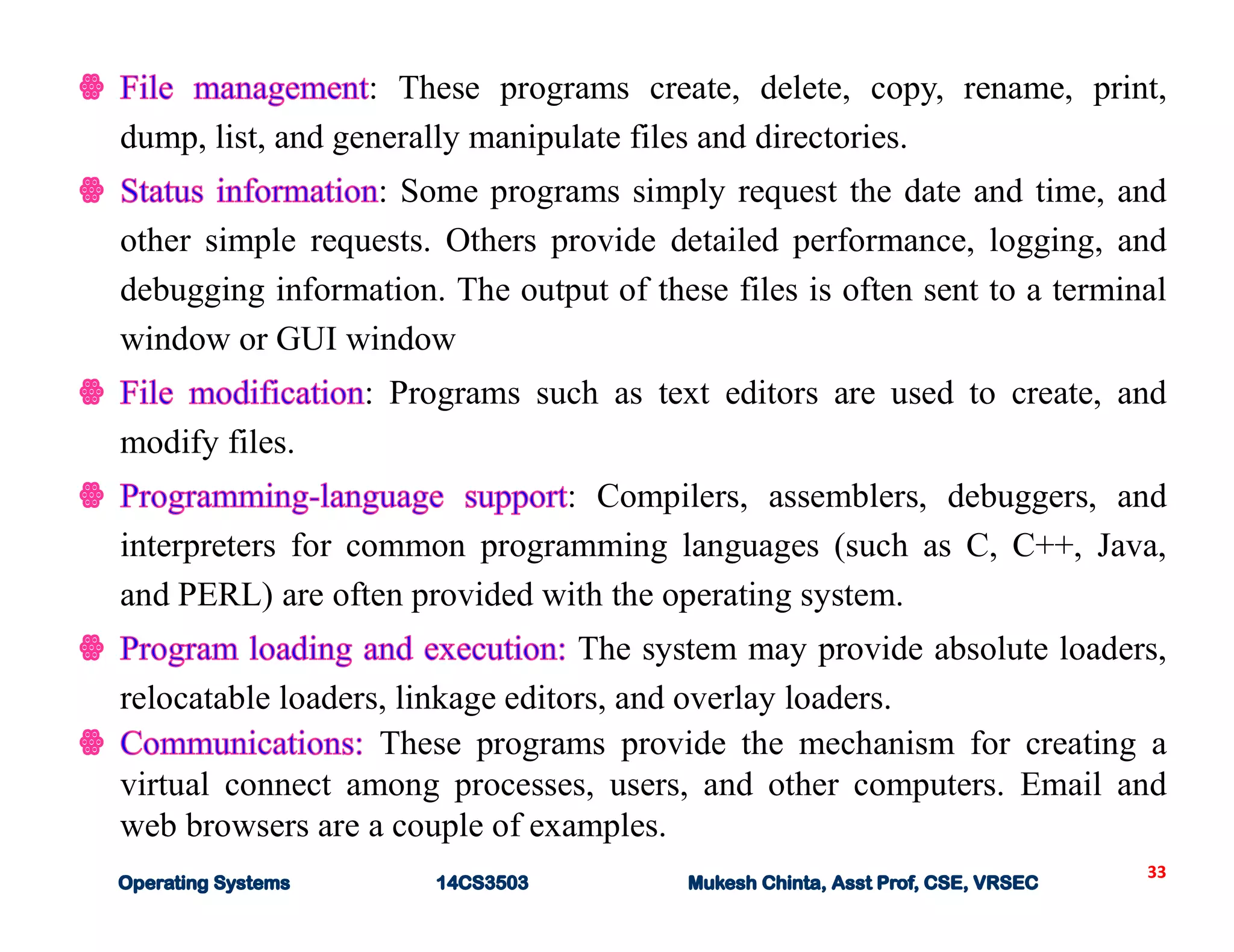 Operating systems system structures | PDF