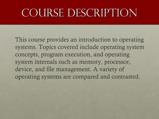 Operating systems 101 | PPT