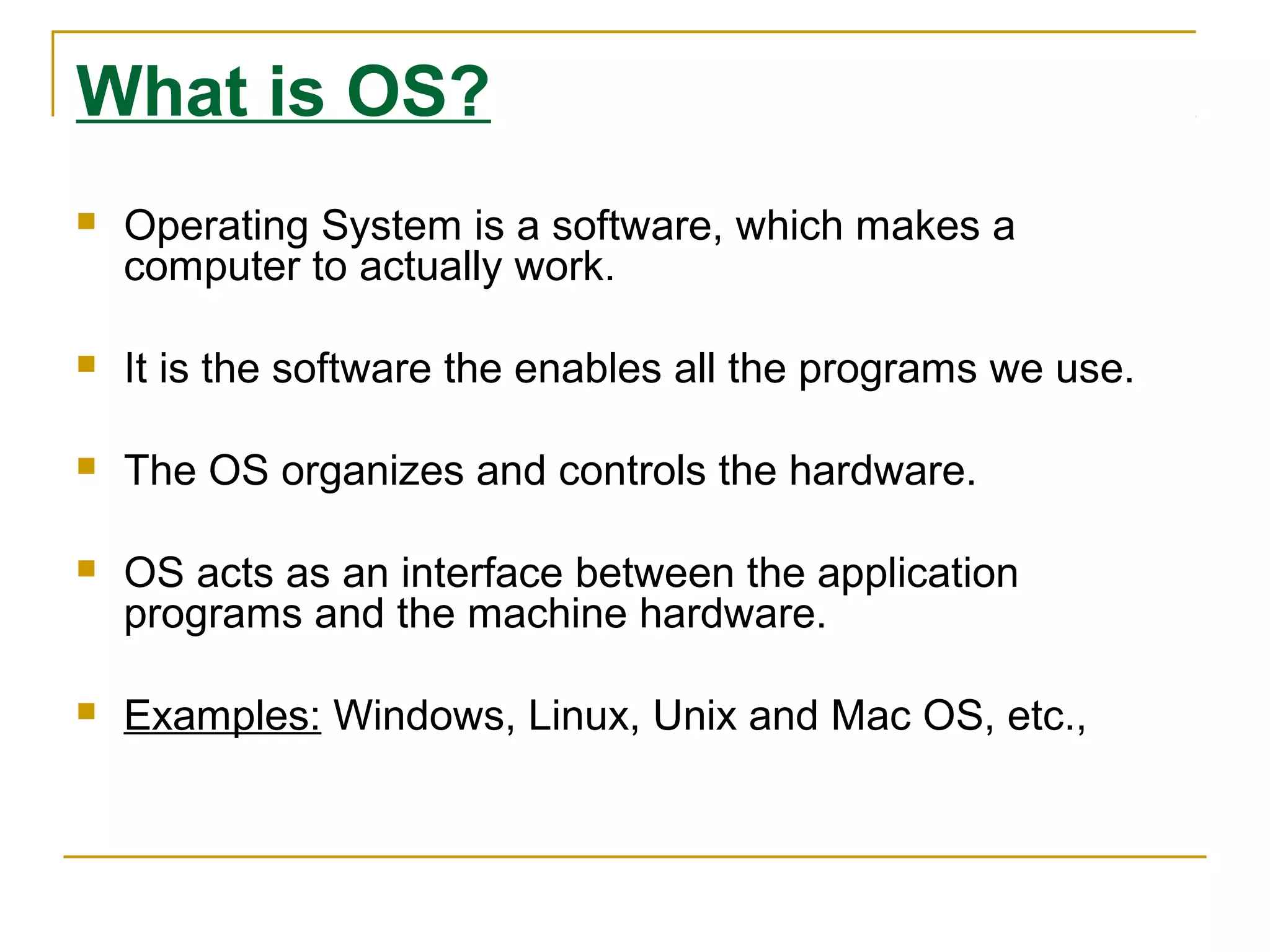 Operating systems for class 9th class | PPT