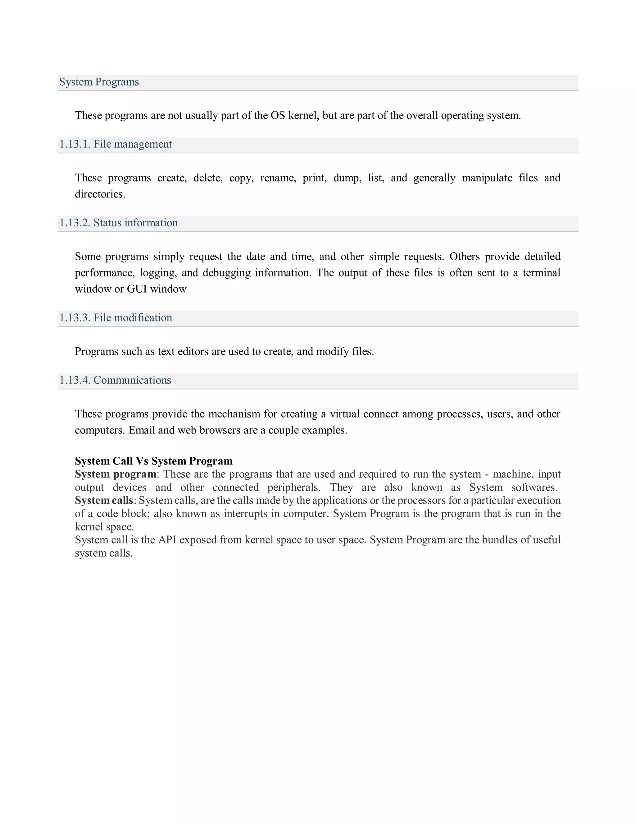 Operating system services | PDF