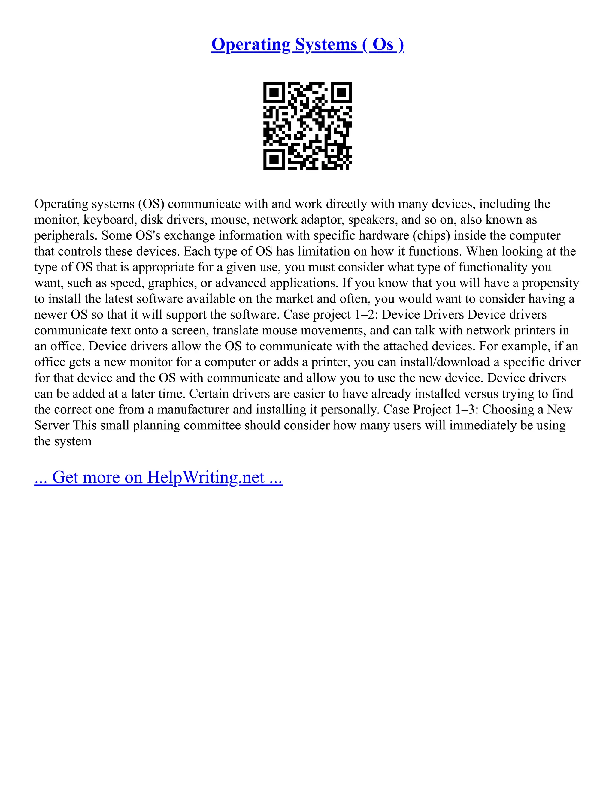 Operating Systems ( Os ) | PDF | Operating Systems | Computer Software ...