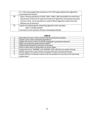 Operating systems question bank | PPTX | Operating Systems | Computer Software and Applications