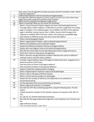 Operating systems question bank | PPTX