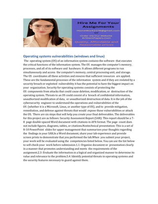 Operating systems vulnerabilities and.docx | Operating Systems ...