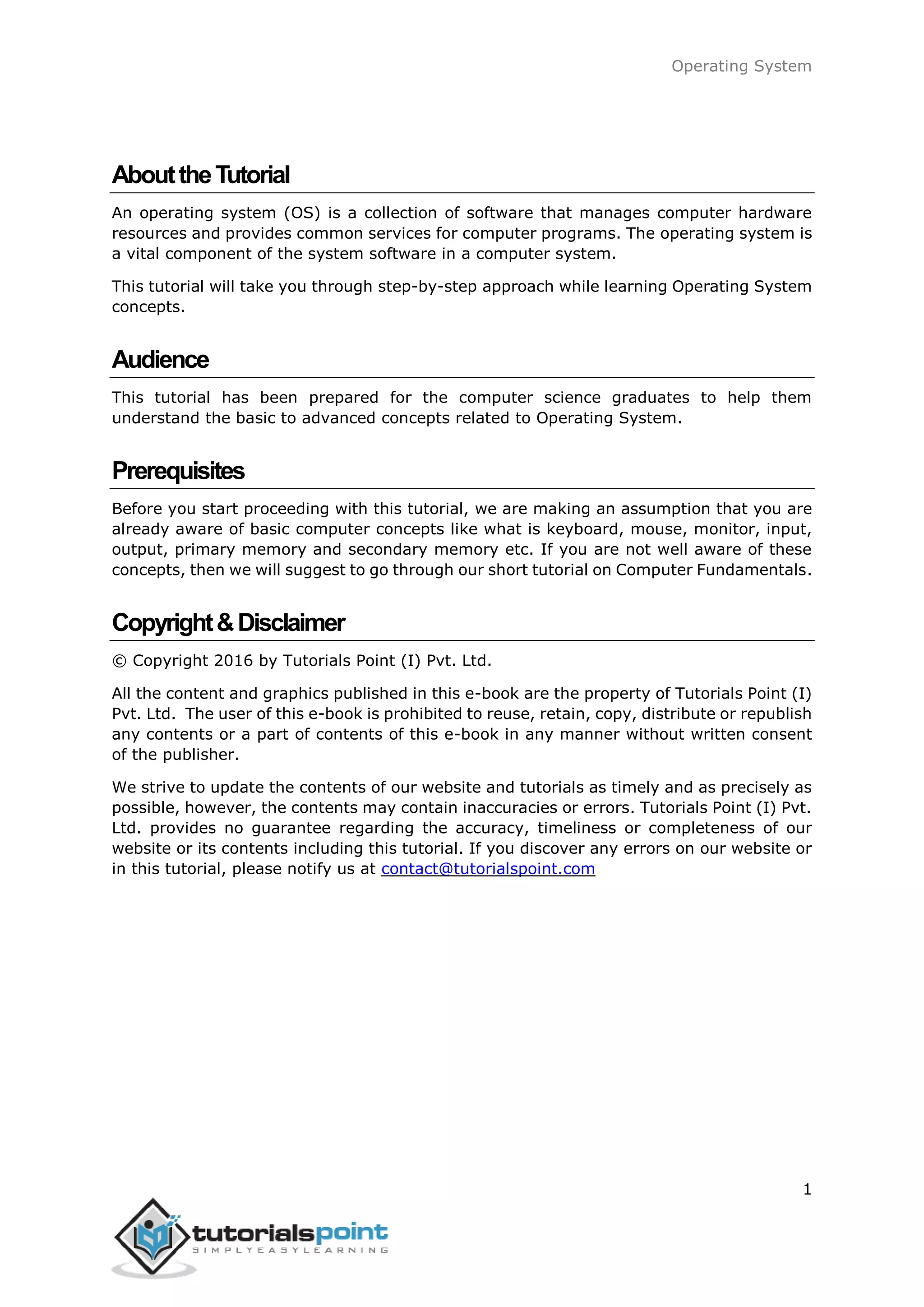 Operating system tutorial | PDF