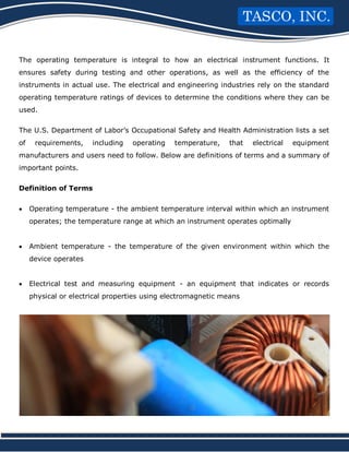 Operating Temperature for Electrical Equipment | PDF