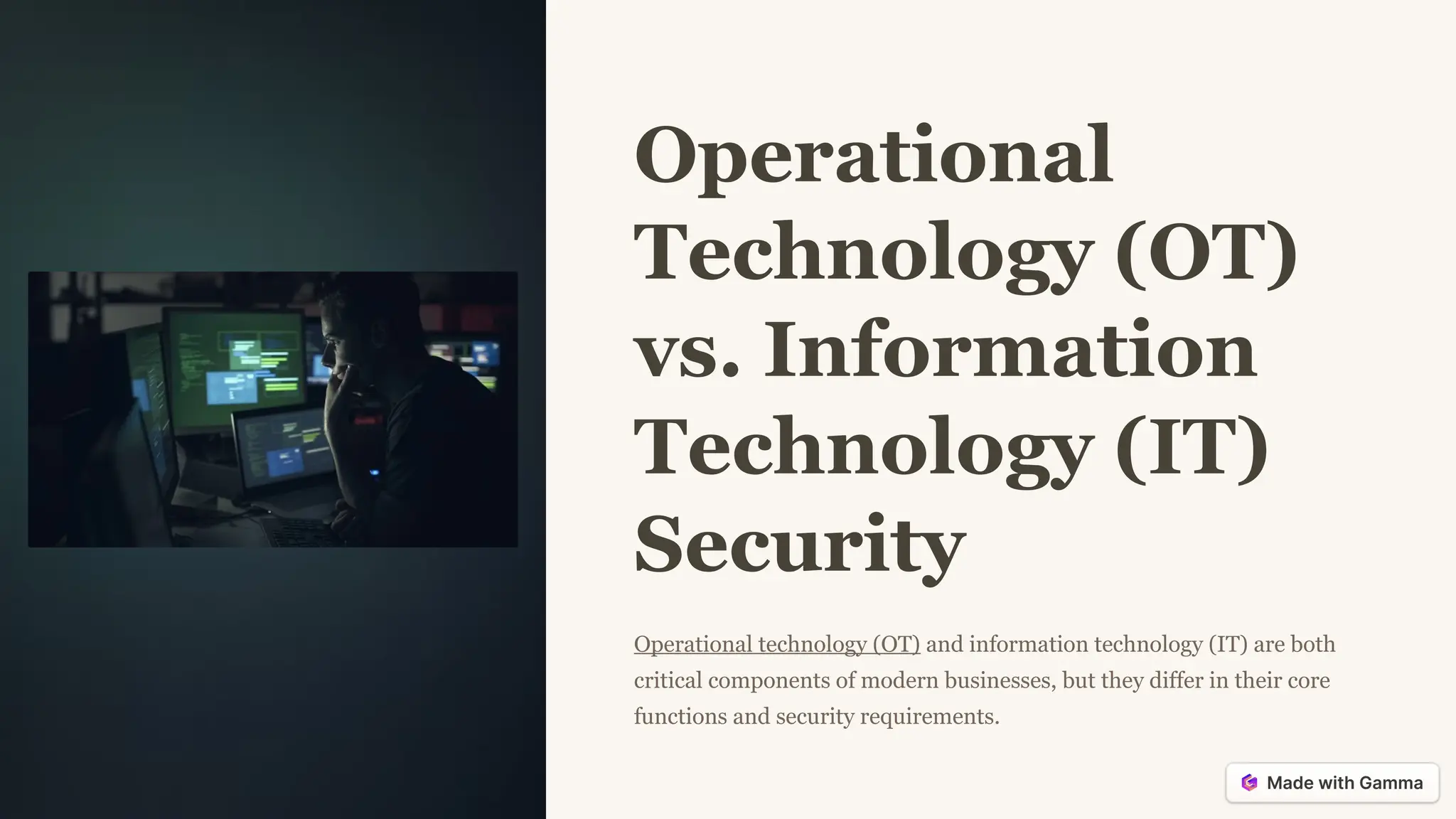 Comparing Operational Technology (OT) Security And Information ...