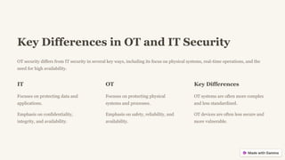 Comparing Operational Technology (OT) Security And Information Technology (IT) Security | PPTX