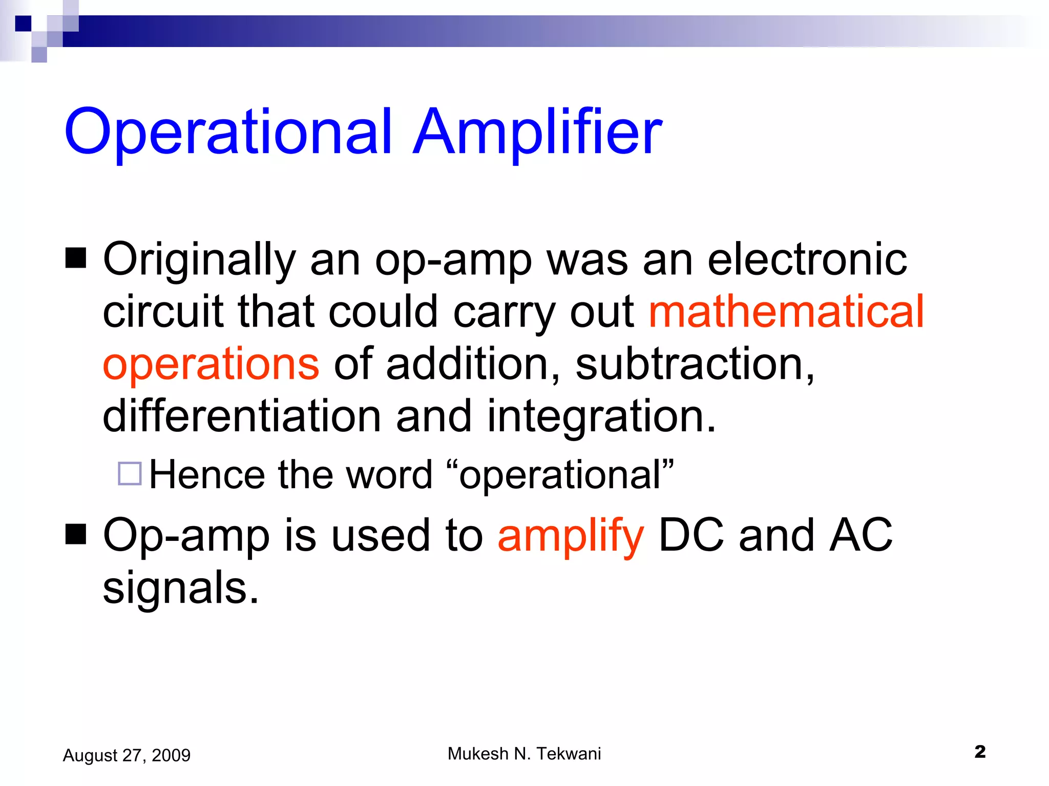 Operational Amplifier Part 1 | PPS
