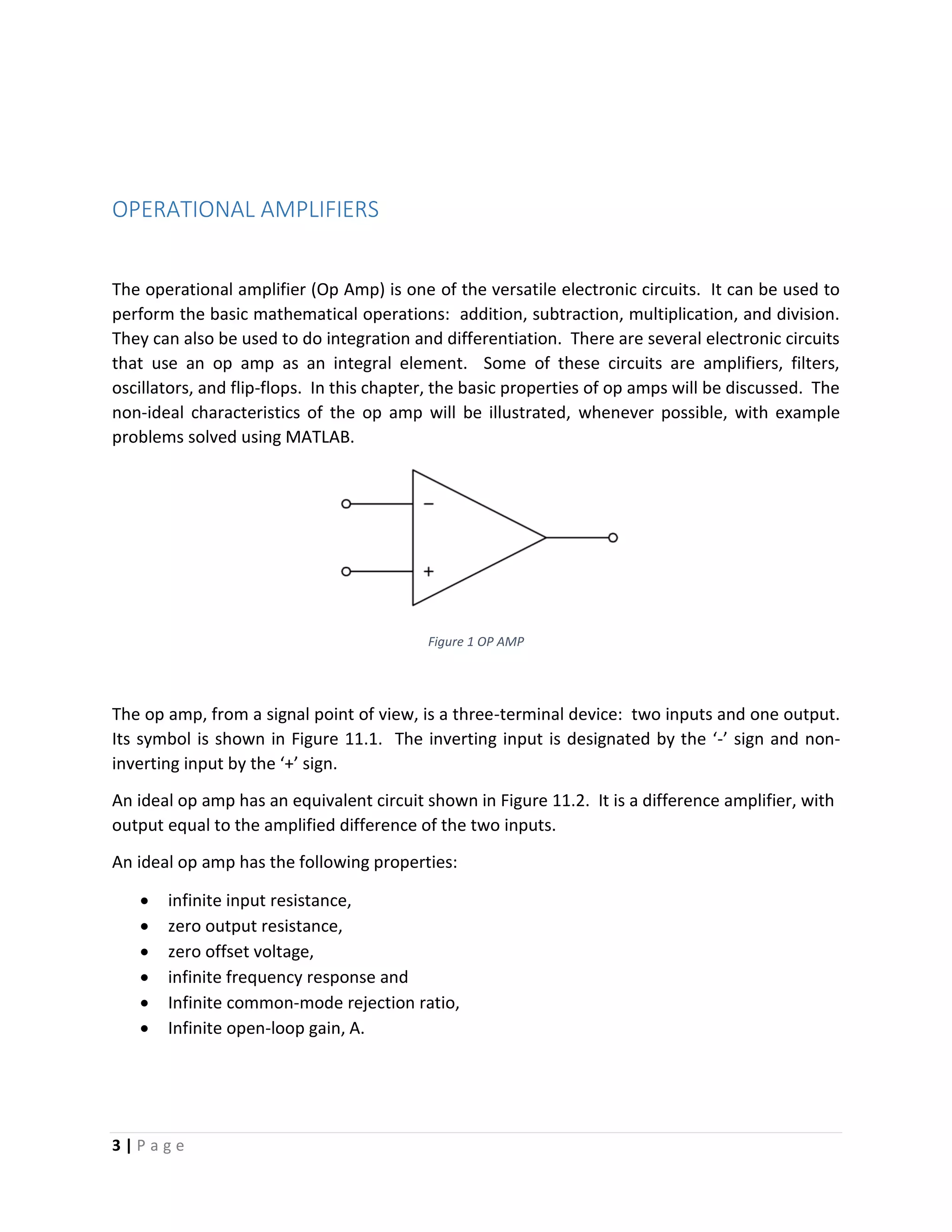 Operational Amplifiers with MATLAB | PDF
