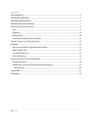 Operational Amplifiers with MATLAB | PDF
