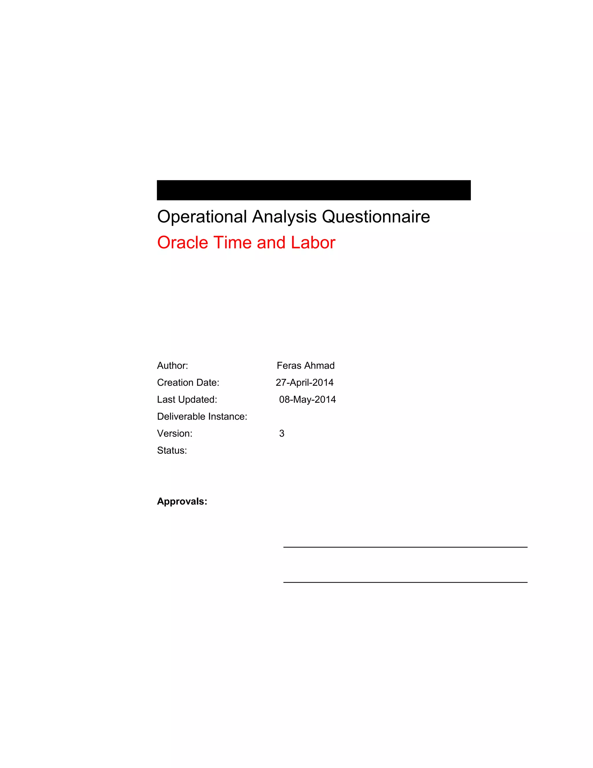 Operational analysis questionnaire otl | DOC