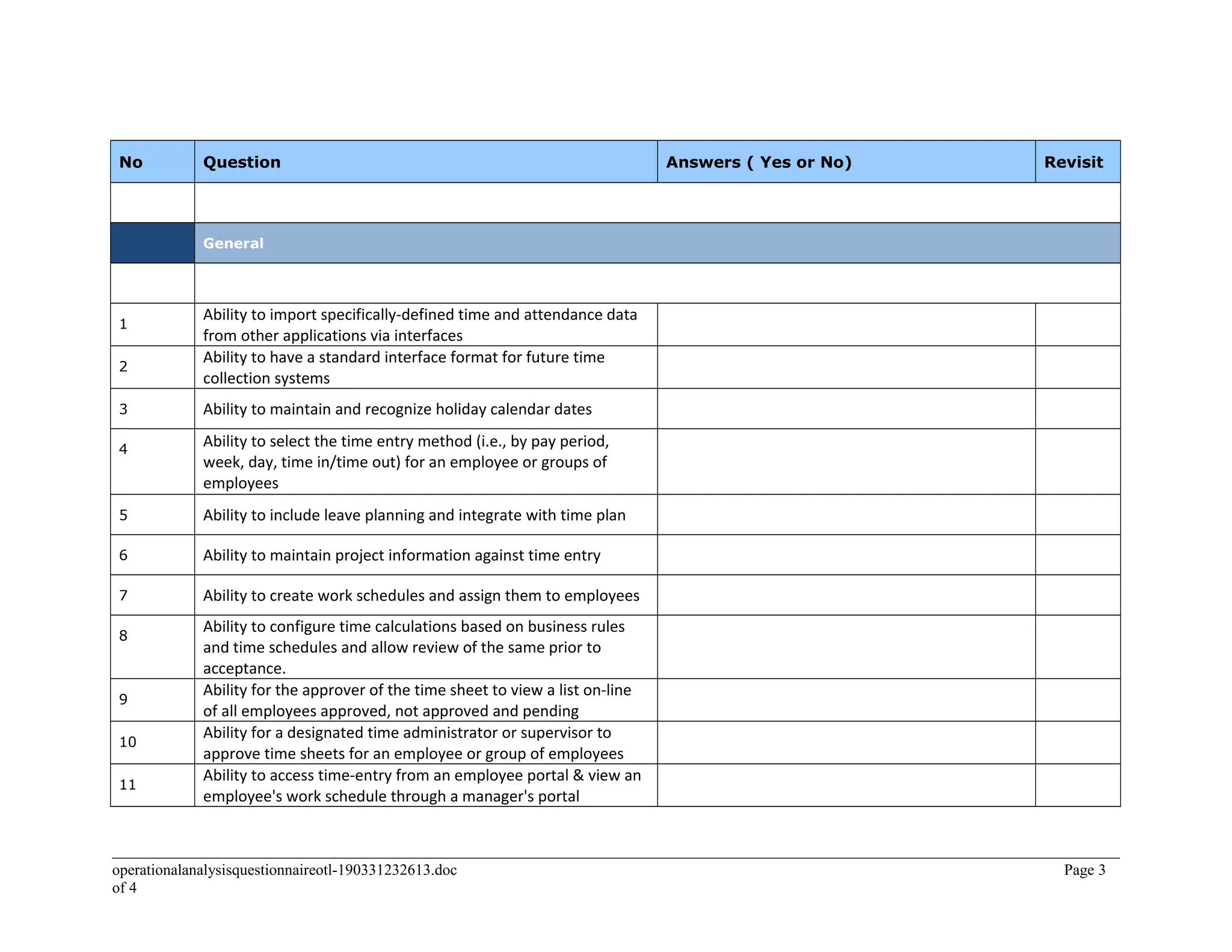 Operational analysis questionnaire otl | DOC