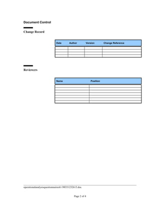 Operational analysis questionnaire otl | DOC
