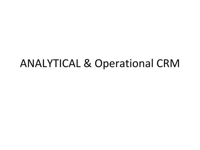 Operational And Analytical Crm Pdf