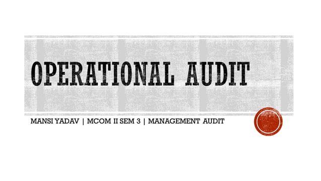 Operational audit | PPT