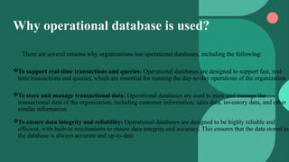 OPERATIONALs DATABASE in data analytics. | PPT