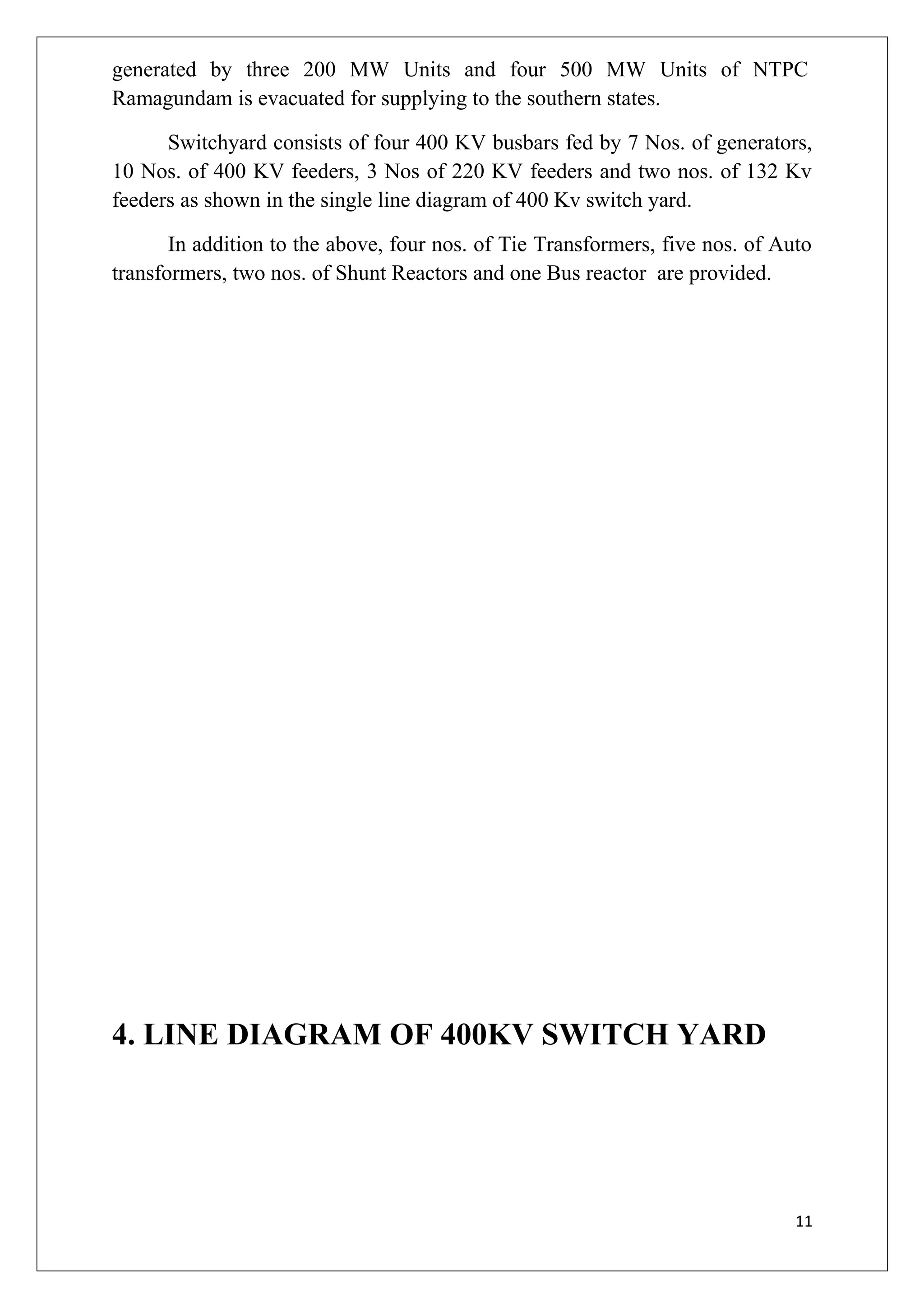 Operational description of 400kv switchyard NTPC Ramagundam RSTPS | DOC