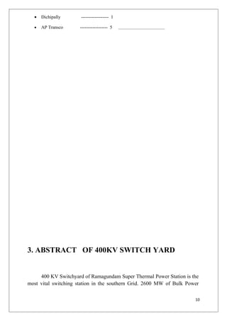 Operational description of 400kv switchyard NTPC Ramagundam RSTPS | DOC