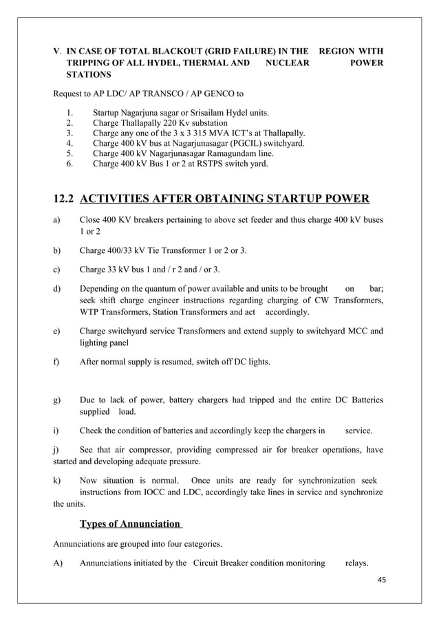 Operational description of 400kv switchyard NTPC Ramagundam RSTPS | DOC