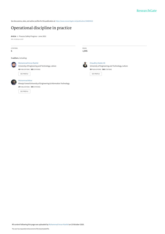 Operational discipline in practices - Build the safety culture | PDF