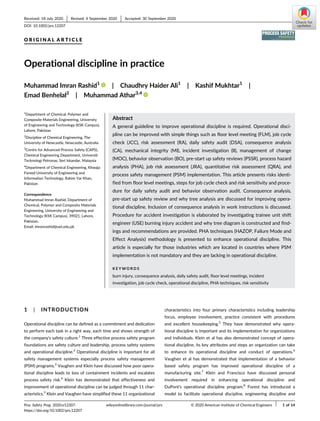 Operational discipline in practices - Build the safety culture | PDF