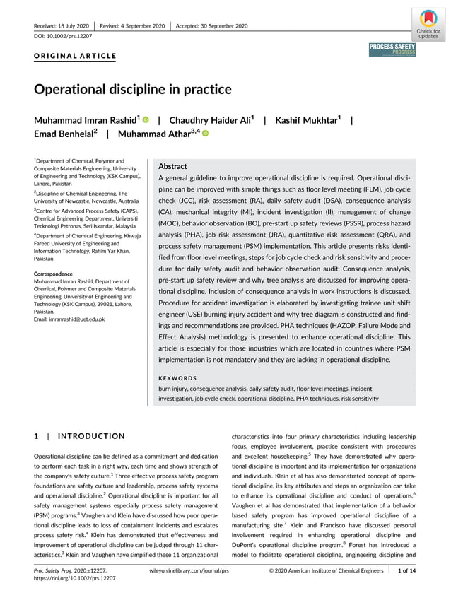 Operational discipline in practices - Build the safety culture | PDF
