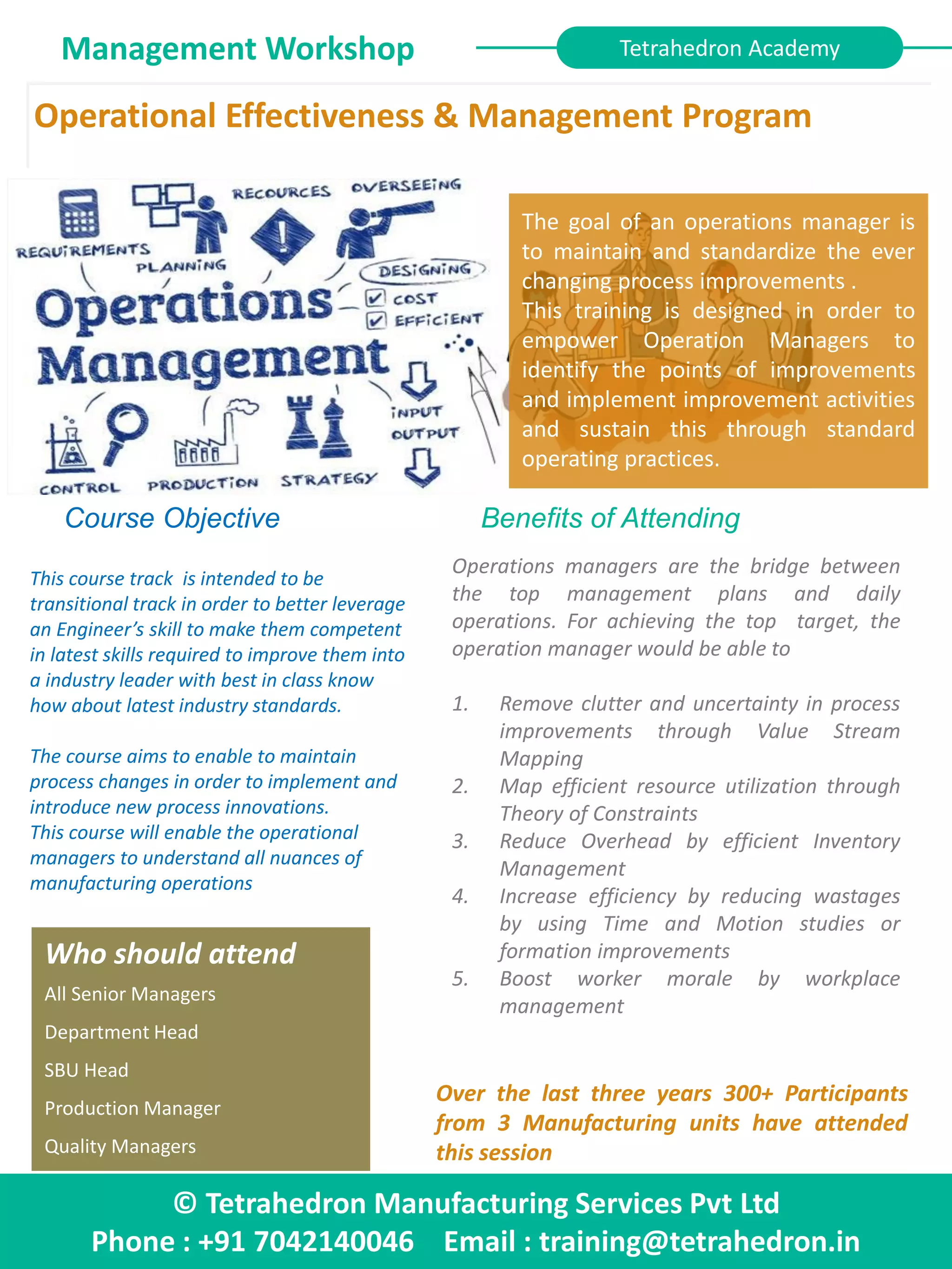 Operational Effectiveness & Management Program Workshop by Tetrahedron ...