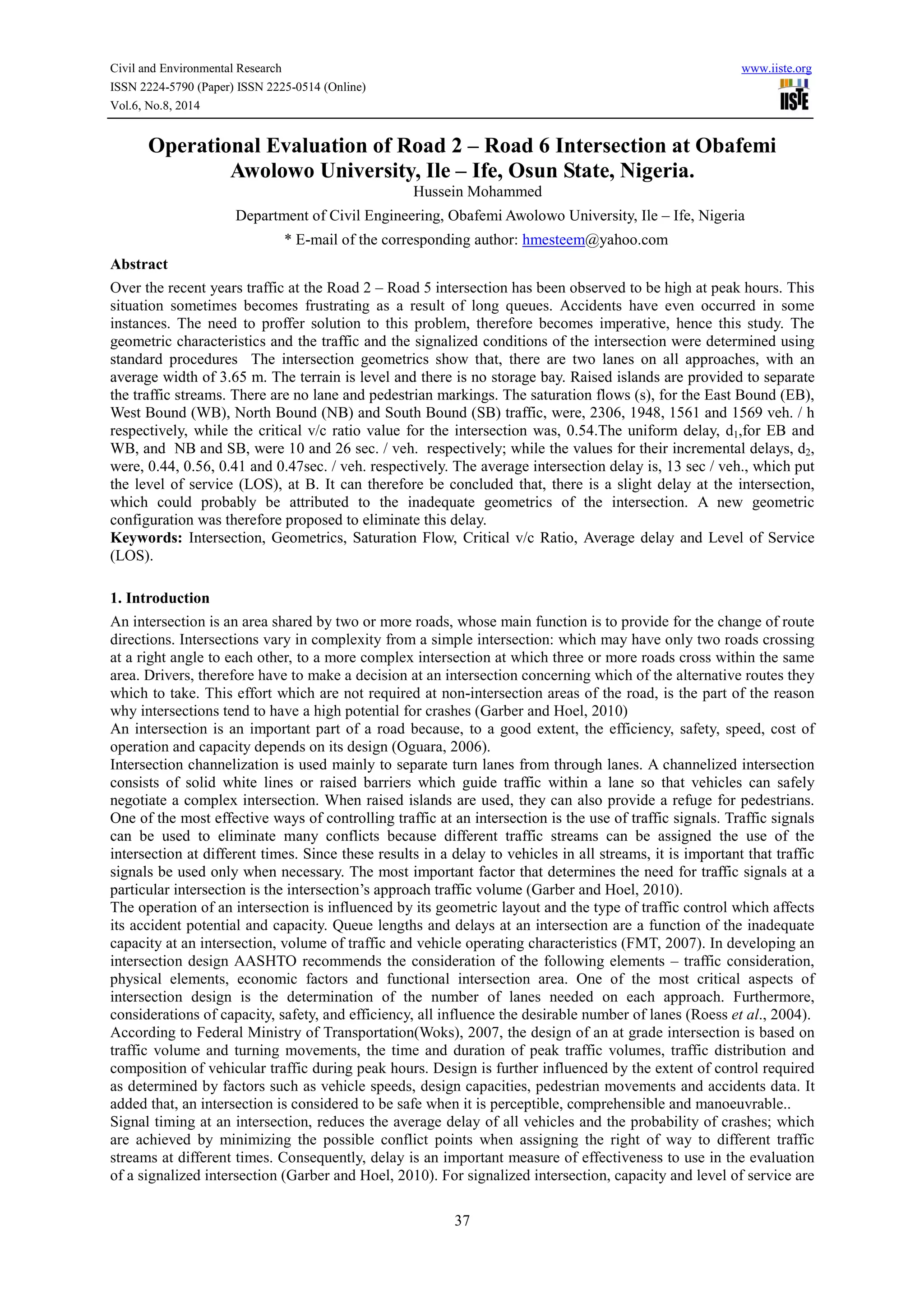 Operational evaluation of road | PDF