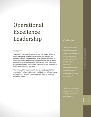 Operational Excellence Leadership | PDF | Business Administration ...