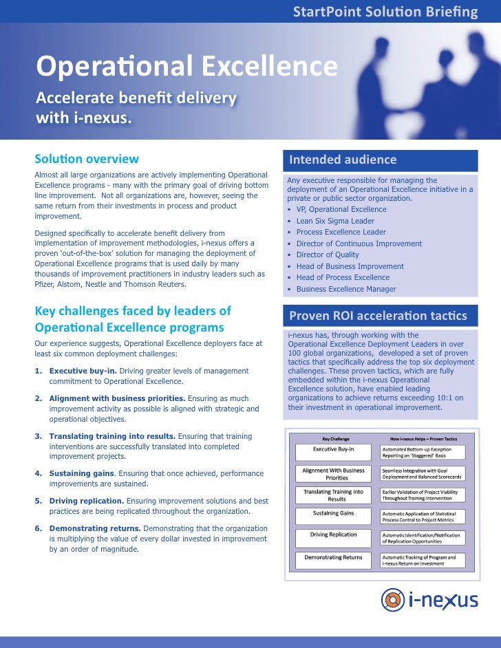 Operational Excellence StartPoint Solution Briefing