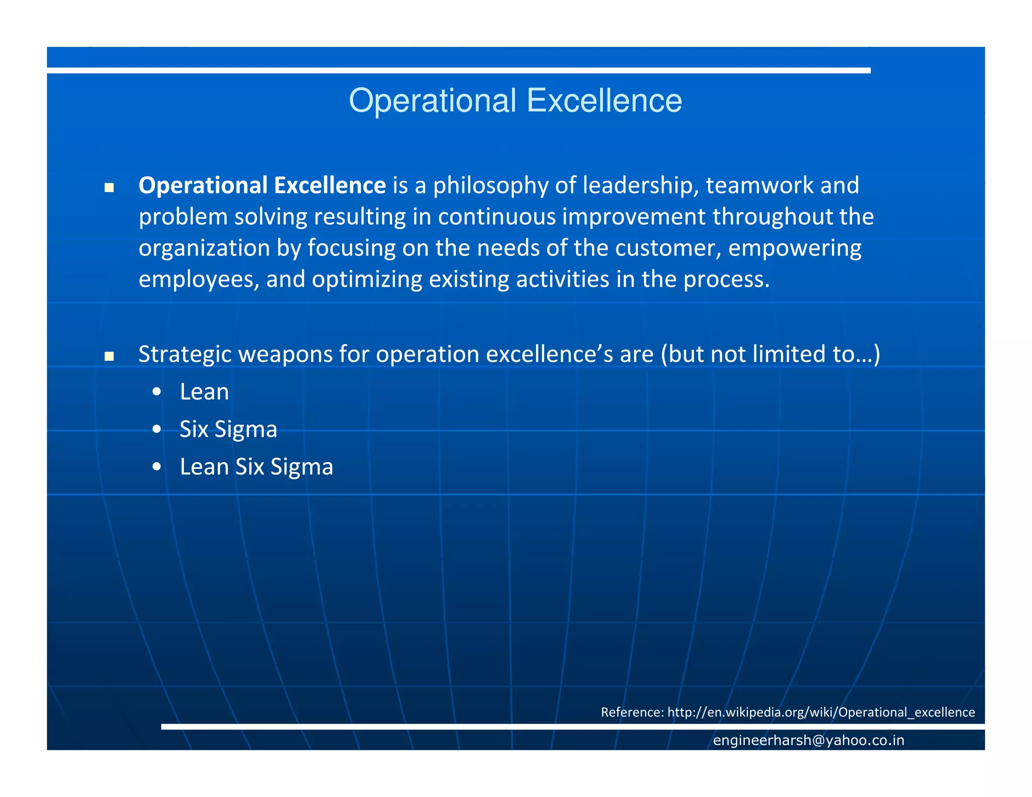 Operational excellence through lean & six sigma | PDF