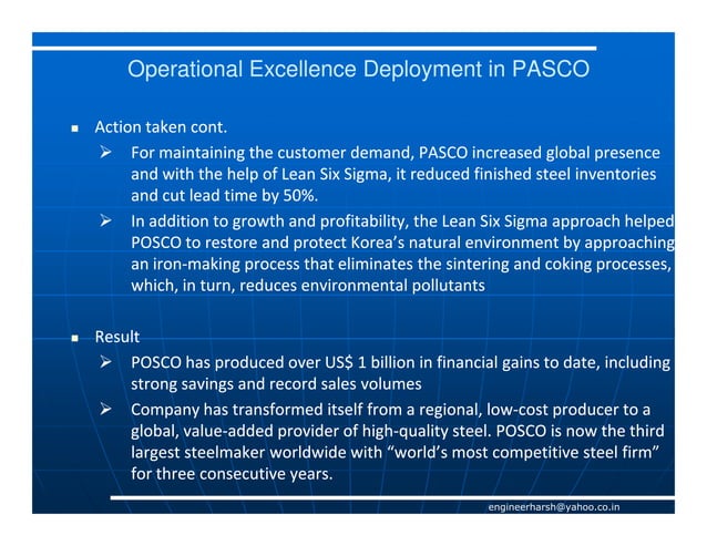 Operational excellence through lean & six sigma | PDF