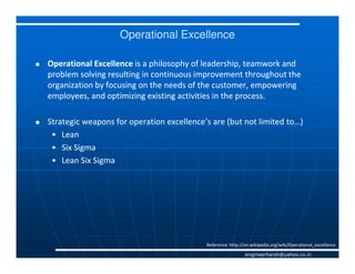 Operational excellence through lean & six sigma | PDF