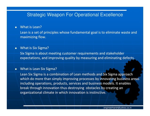 Operational excellence through lean & six sigma | PDF