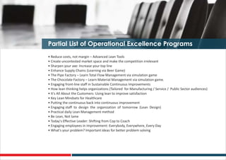 Operational excellence training brochure | PPT