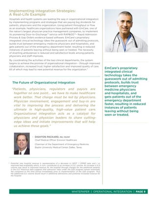OPERATIONAL INTEGRATION: CREATING A HIGH-PERFORMING HEALTHCARE ...
