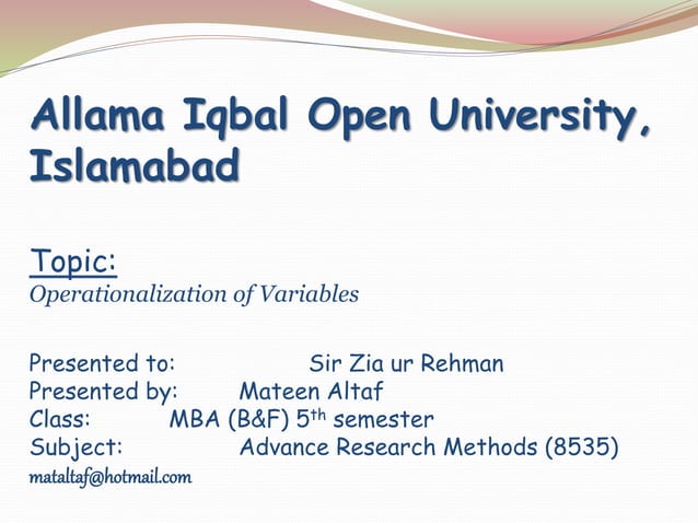 Operationalization of variables | PPTX | Education