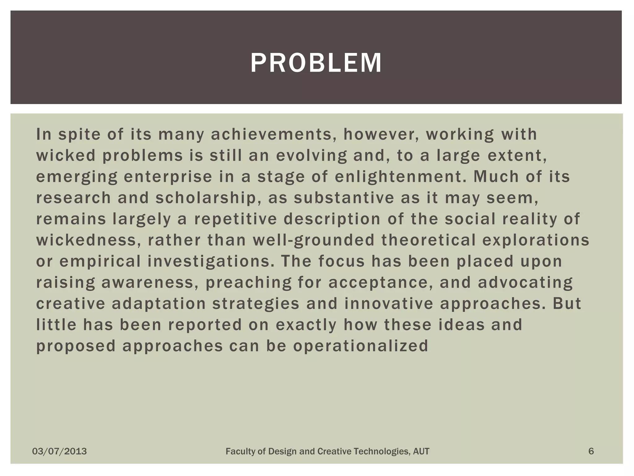 Operationalizing wicked problem solving to create desirable futures | PPTX
