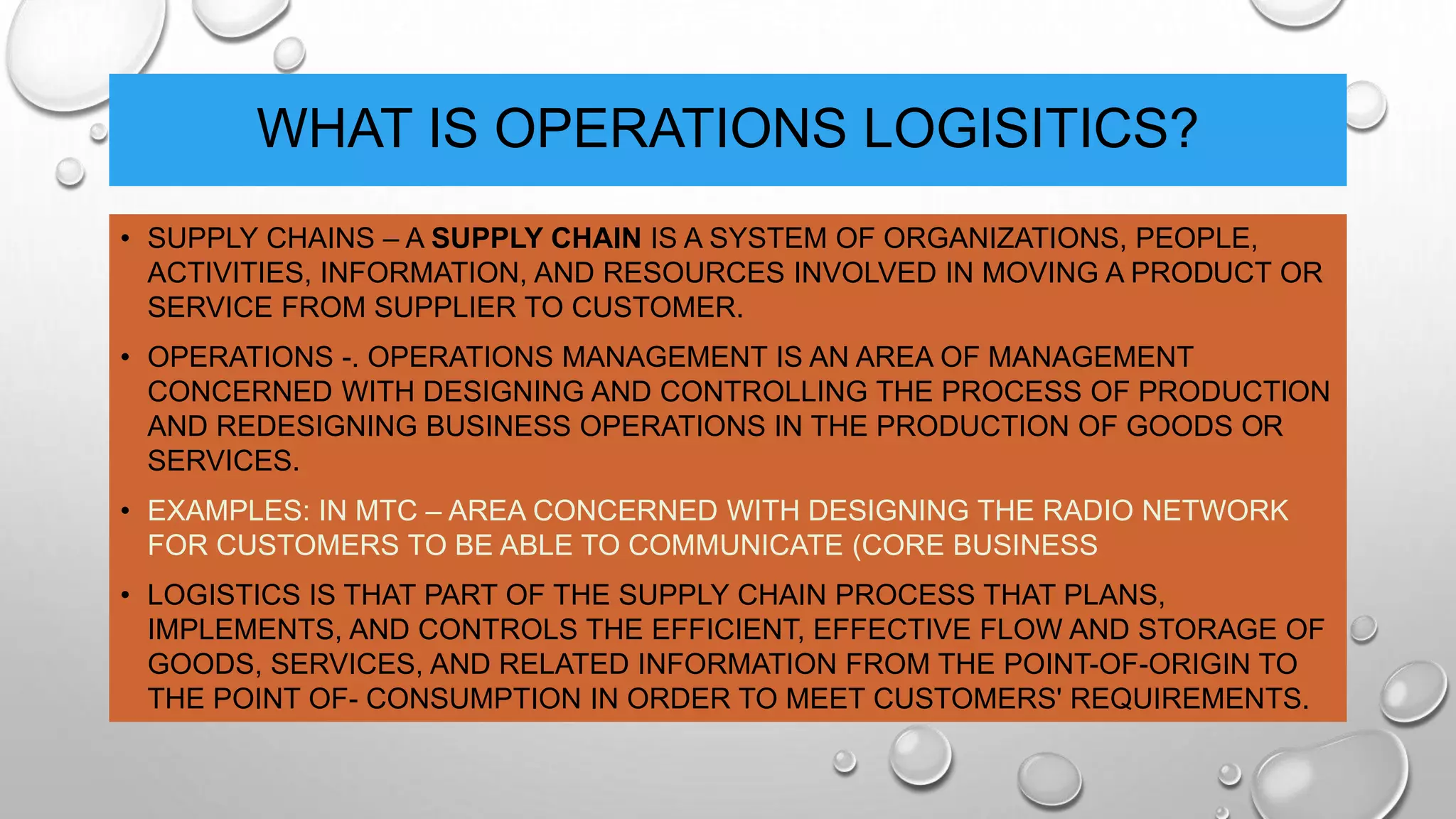 Operational logistics management | PPT