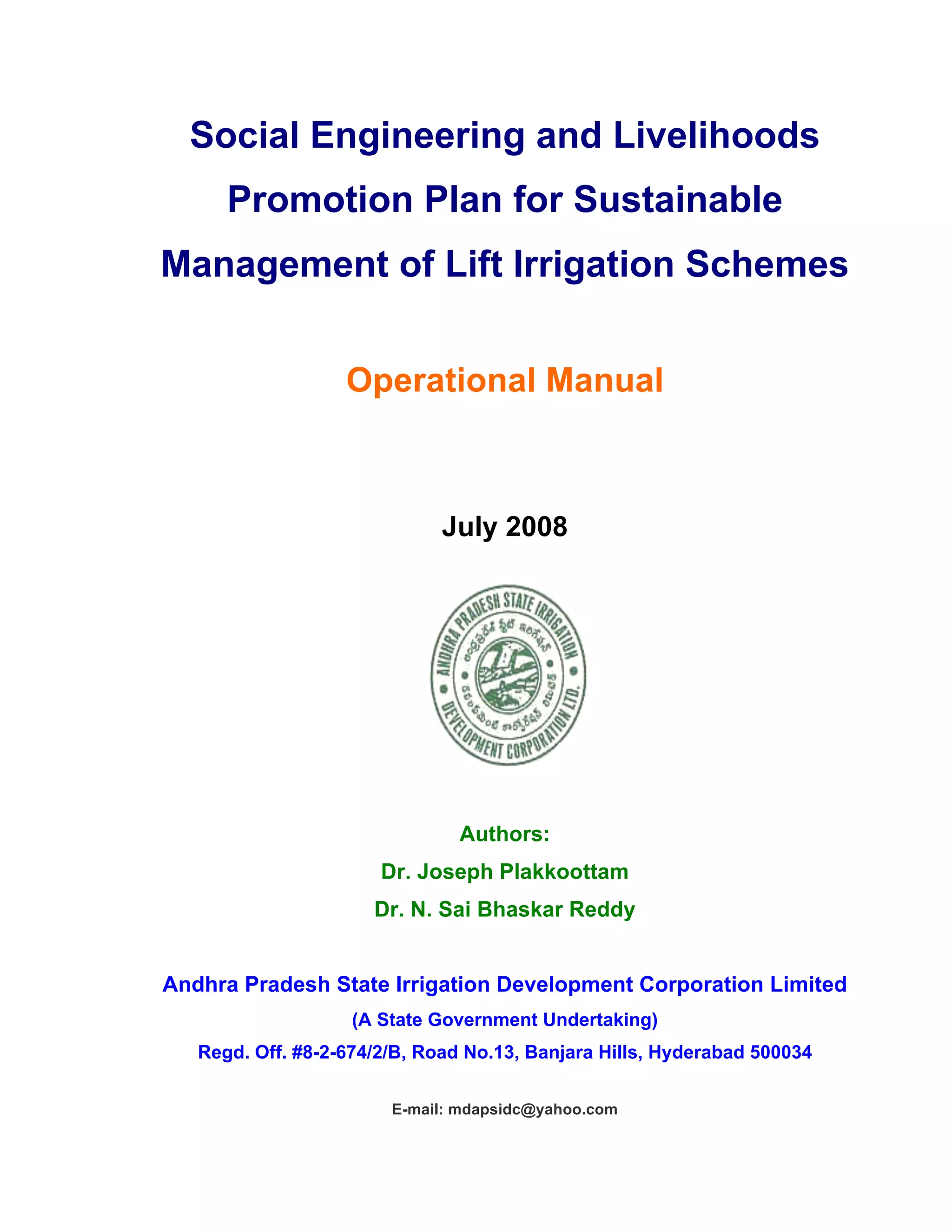 Social Engineering Livelihoods Promotion Plan - Irrigation schemes | PDF