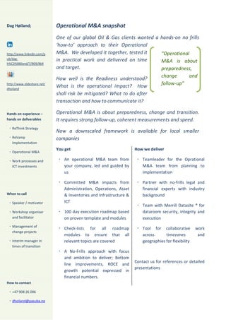 Operational M&A snapshot | PDF