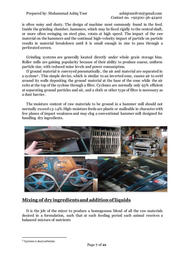 Operational mechanisms of feed mill | DOCX | Agriculture | Industries