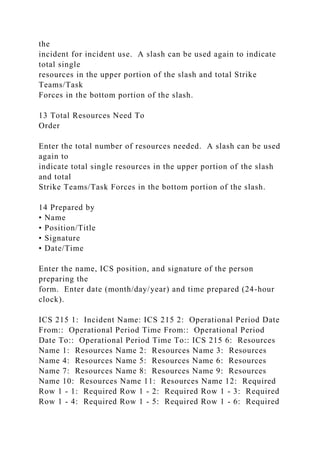 OPERATIONAL PLANNING WORKSHEET (ICS 215) 1. Incident Nam.docx