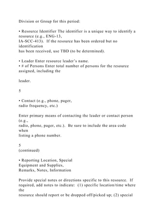 OPERATIONAL PLANNING WORKSHEET (ICS 215) 1. Incident Nam.docx