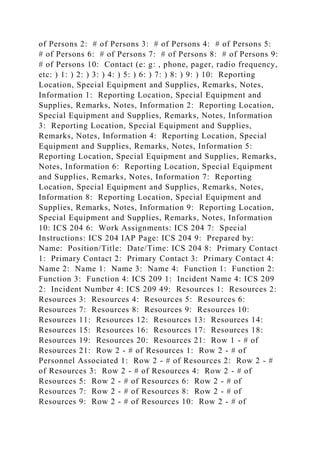 OPERATIONAL PLANNING WORKSHEET (ICS 215) 1. Incident Nam.docx