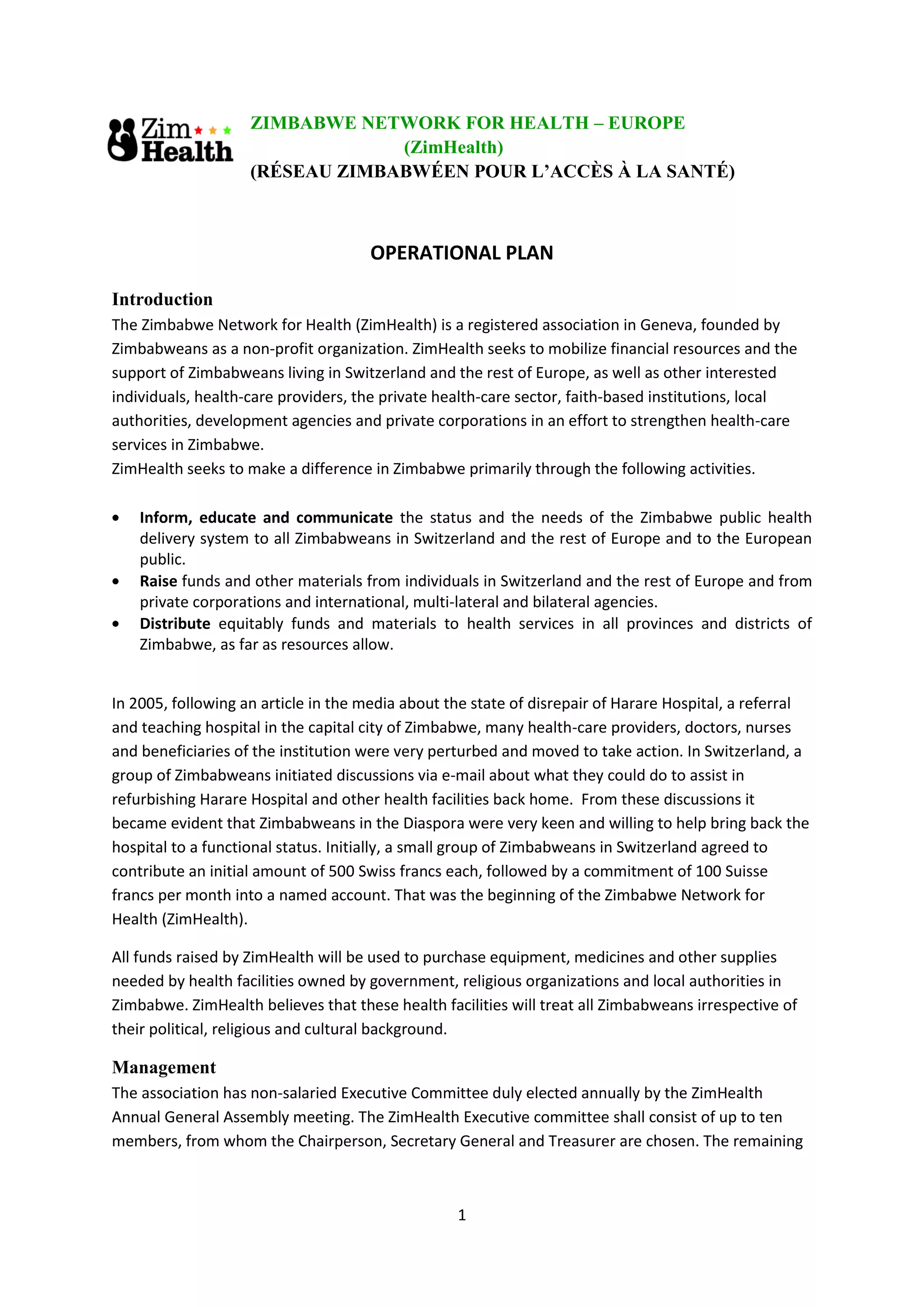 Operational plan zim health 2008_2013 | PDF