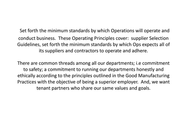 Operational principles and business standards | PPTX