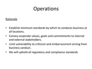 Operational principles and business standards | PPTX